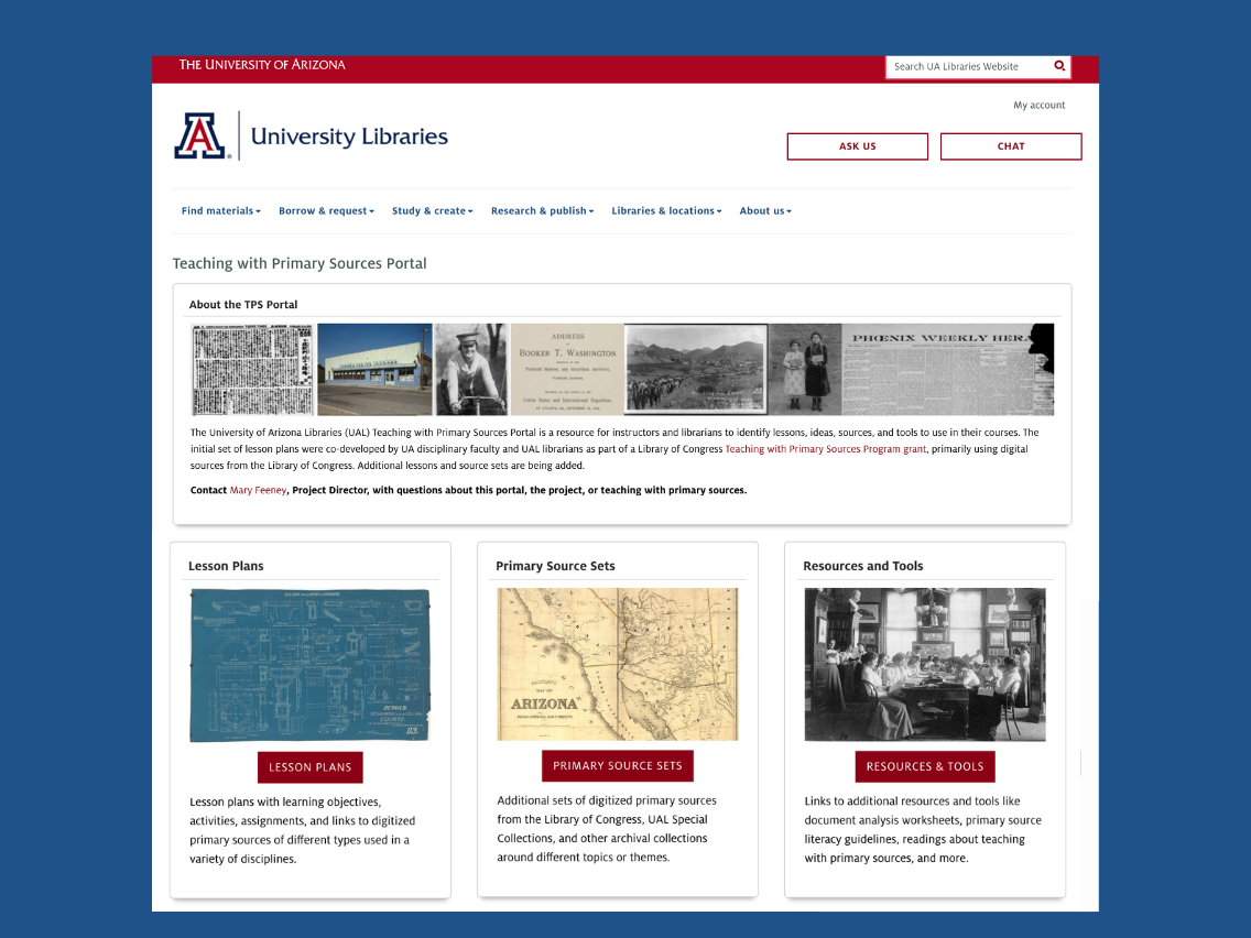 Teaching with Primary Sources Portal project funded by Library of ...